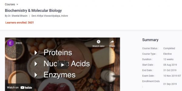 Top 10 Free Online Biochemistry Course and MOOCs 2024